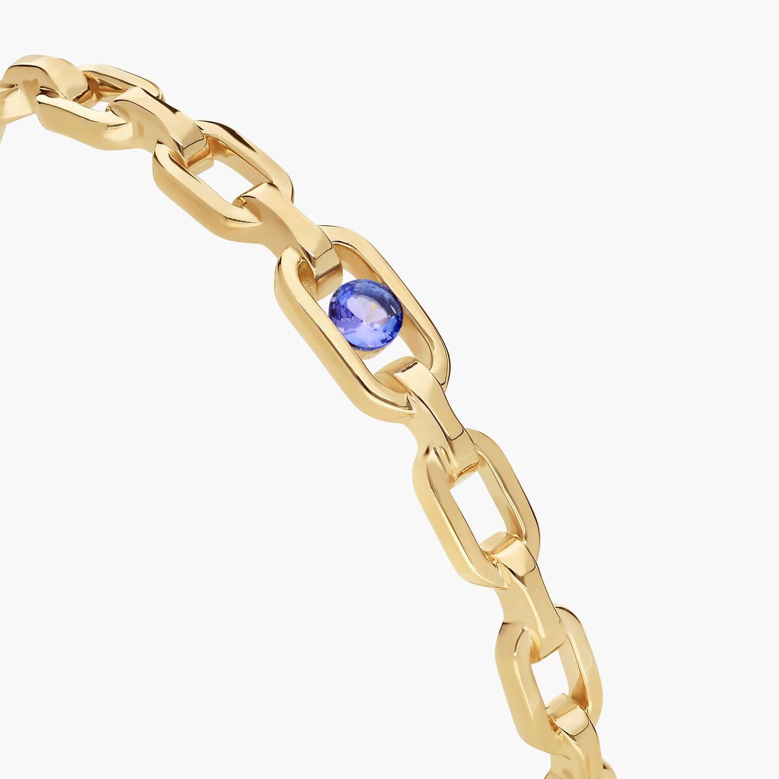 Floating Tanzanite Chain Bangle in 14K Yellow Gold