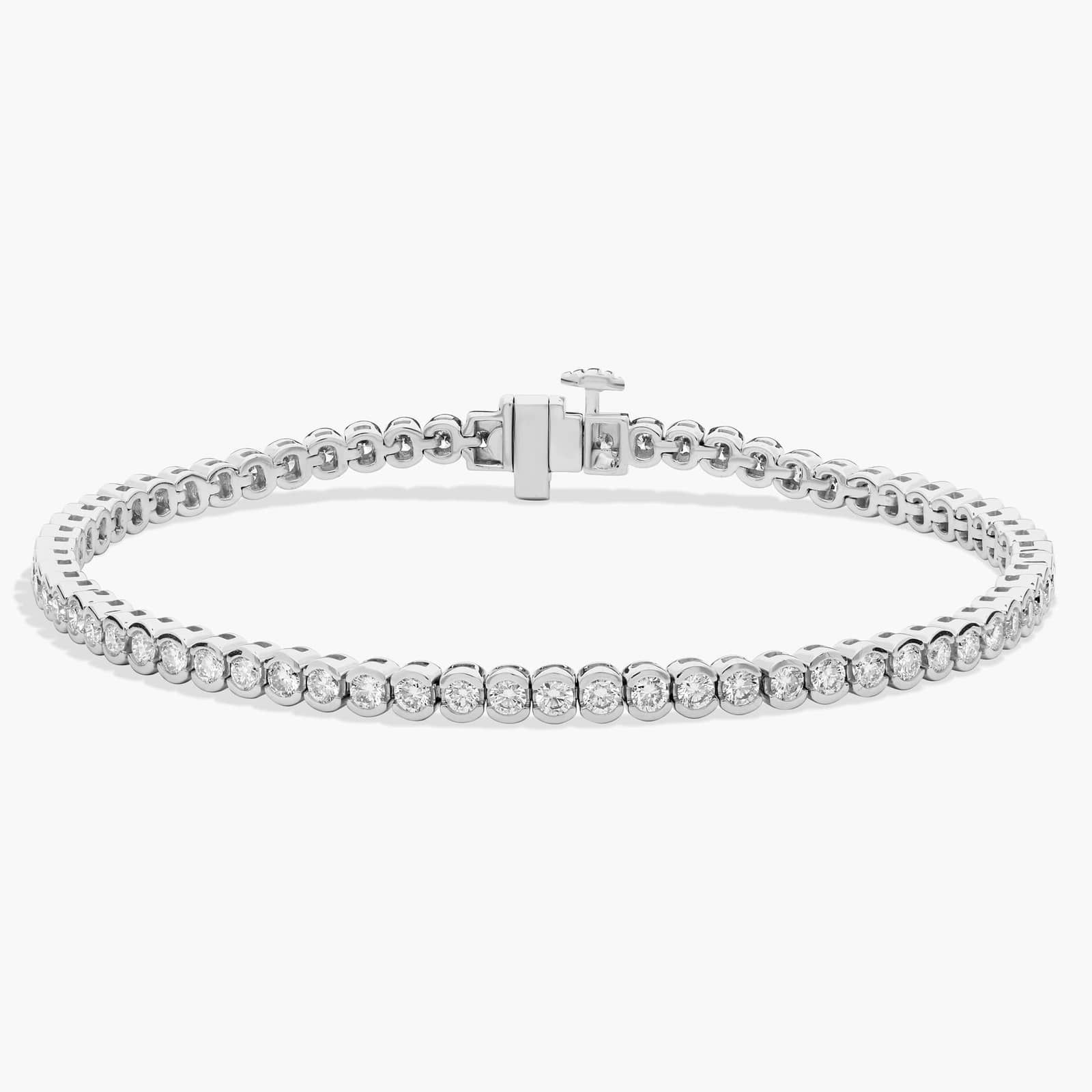 Lab Grown Diamond Bezel Tennis Bracelet in 14K White Gold (2 3/4 Ct. Tw.)