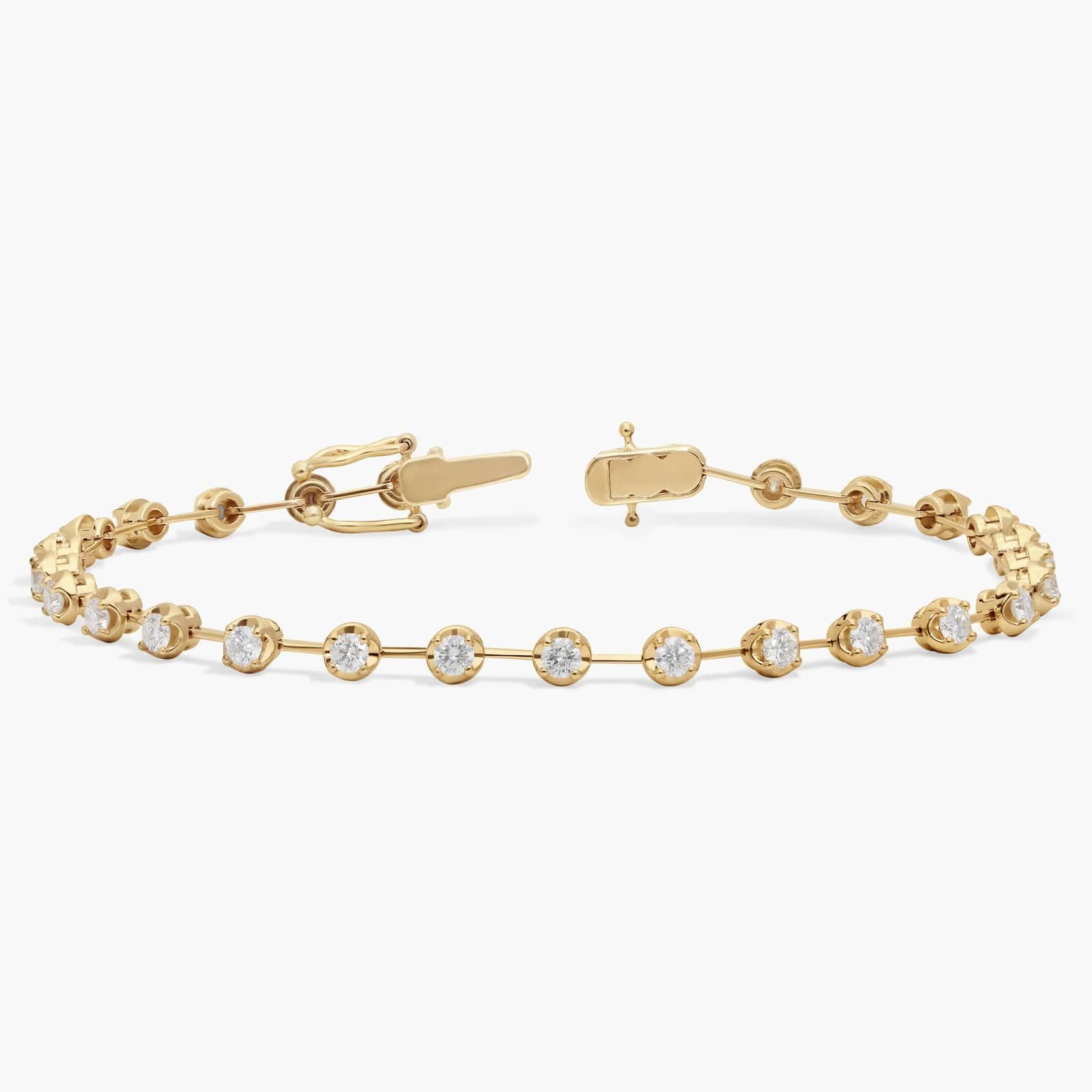 Crown Set Diamond Fashion Bracelet with Round Cut Diamonds in 14K ...