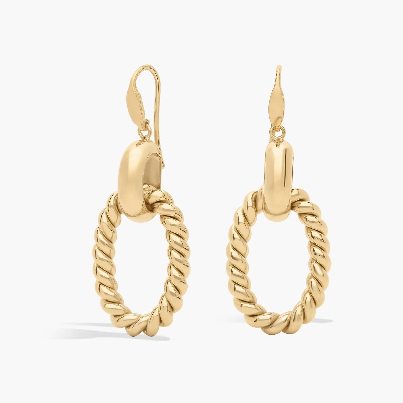Twisted Loop Dangle Earrings in 14K Yellow Gold