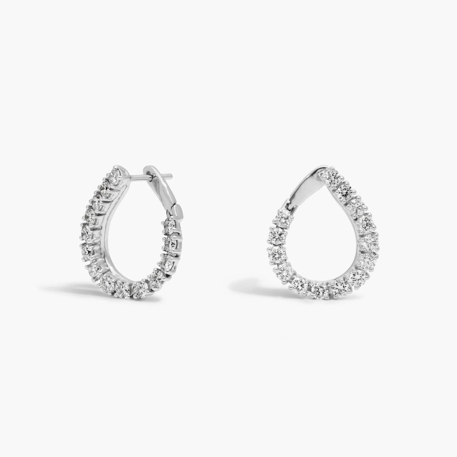 Teardrop Shaped Front-Back Diamond Earrings in 14K White Gold