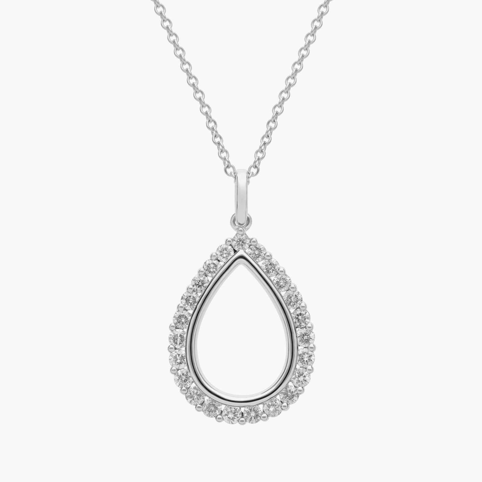 Diamond Teardrop Necklace in 14k White Gold (1/2 ct. tw.)