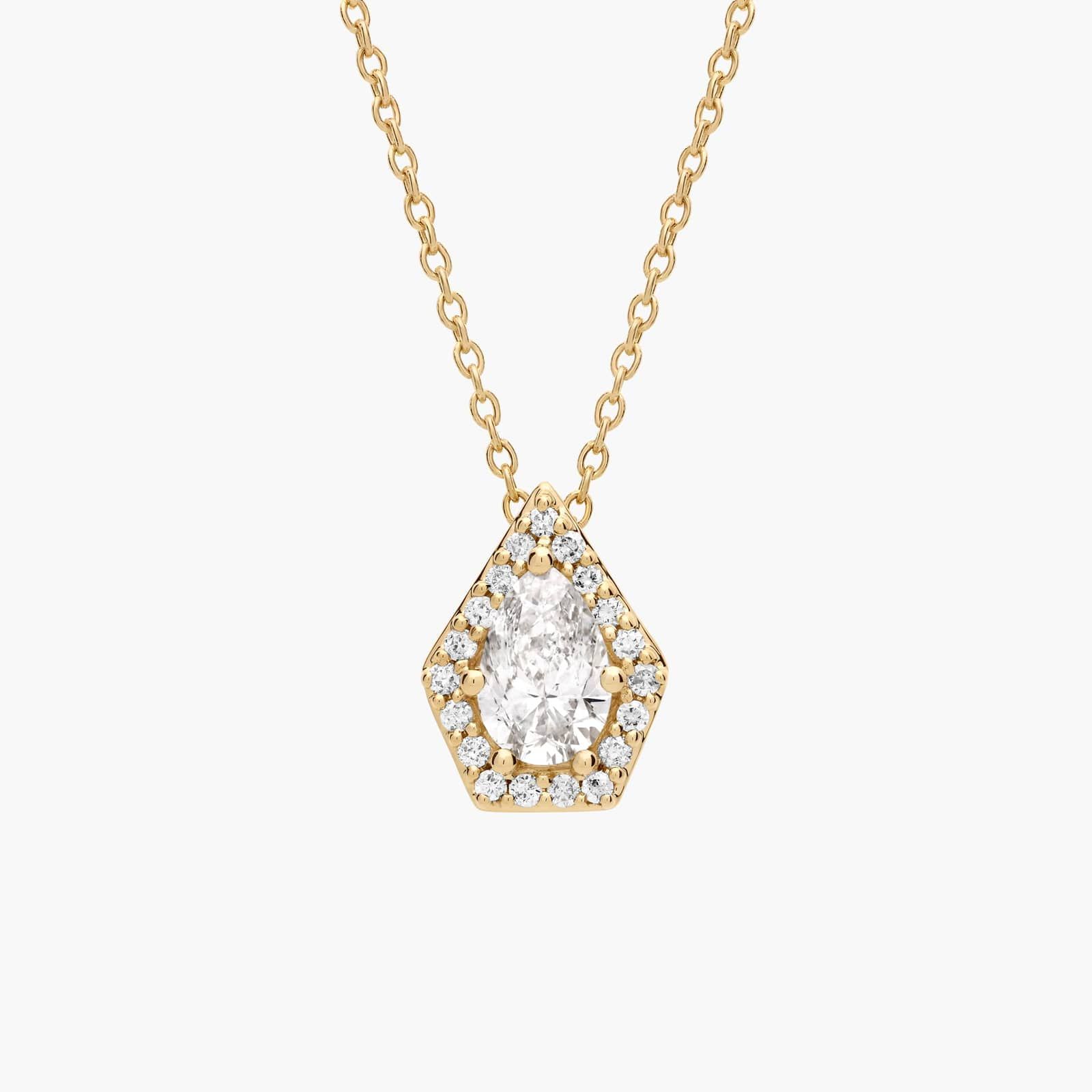 Diamond Pear Five Edge Halo Pendant in 14K Yellow Gold (2/5 Ct. Tw.)