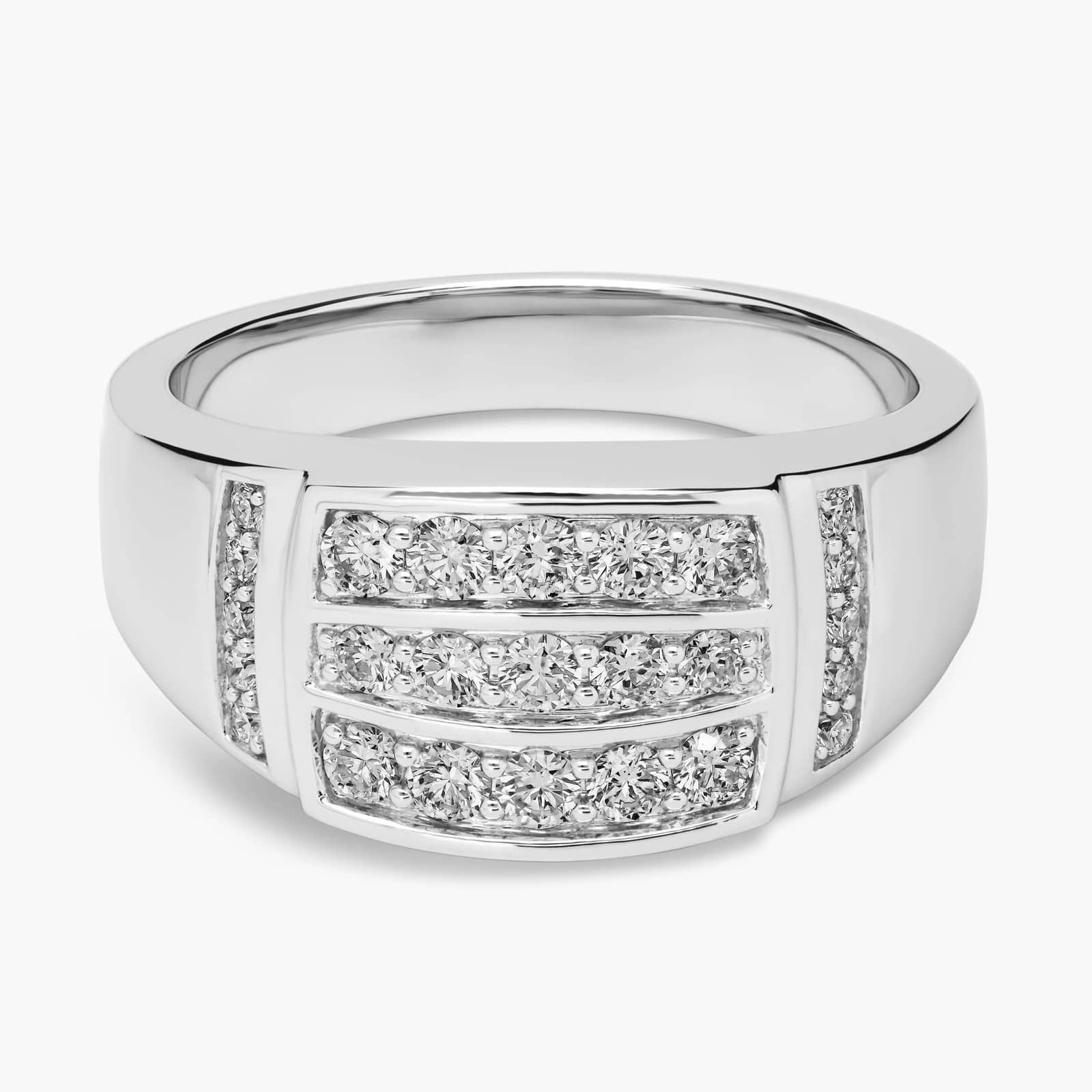 Men's Triple Row Diamond Ring in 14k White Gold (3/4 ct. tw.)