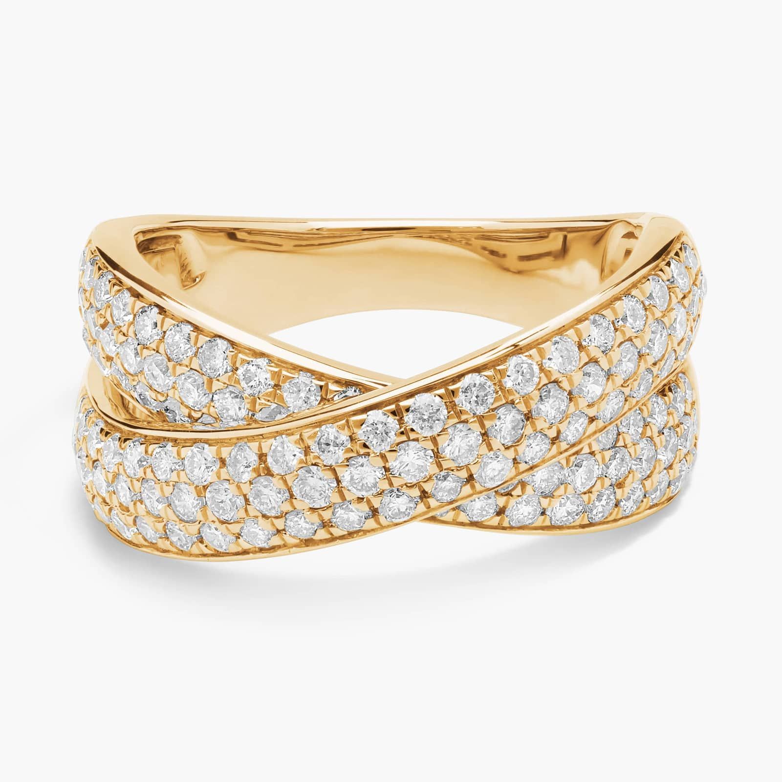 Crossover Pave Diamond Ring in 14k Yellow Gold (1 ct. tw.)