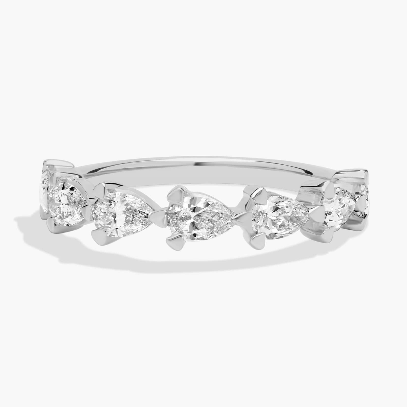 East-West Pear-Shaped Diamond Seven Stone Ring in 14k White Gold (1 Ct ...