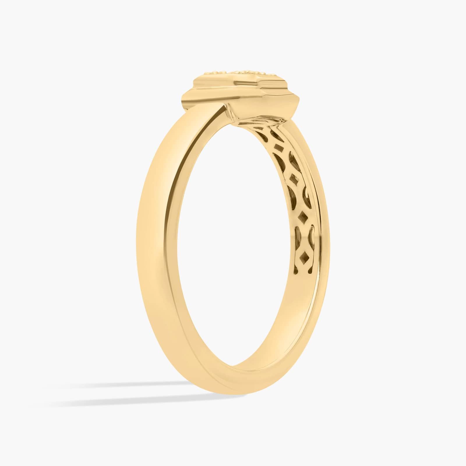 Diamond Octagon Tiered Bezel Ring in 14K Yellow Gold