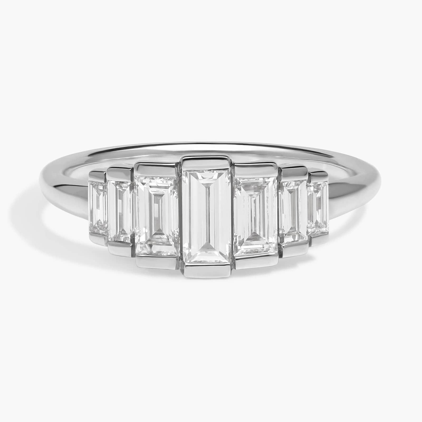 Graduating Baguette Cut Lab-Grown Diamond Ring 14K White Gold