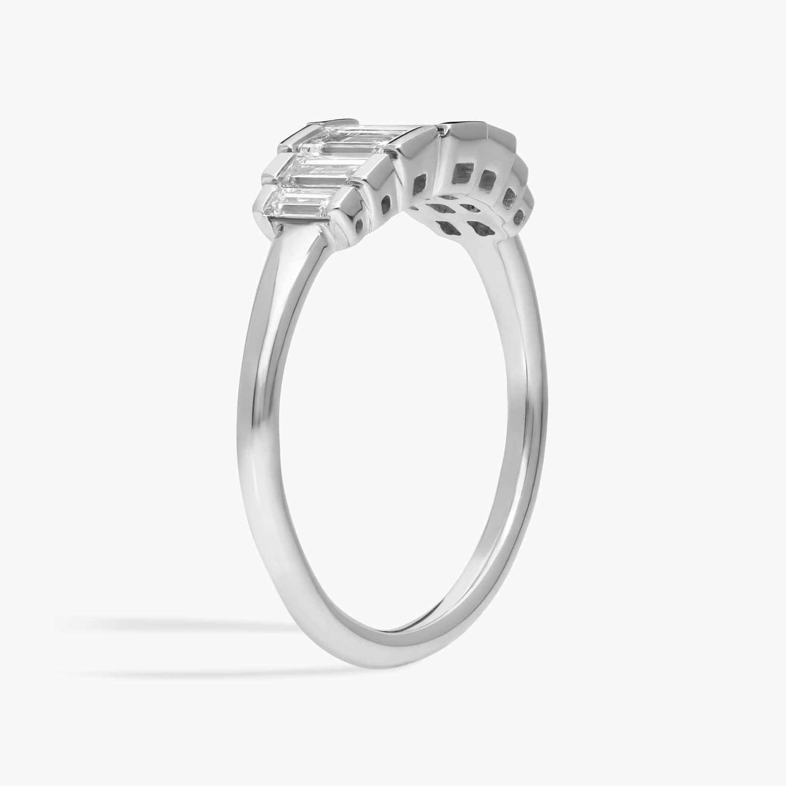 Graduating Baguette Cut Lab-Grown Diamond Ring 14K White Gold