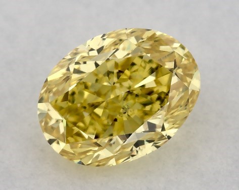 0.52 Carat Fancy Vivid Yellow-SI1 Oval Cut Diamond
