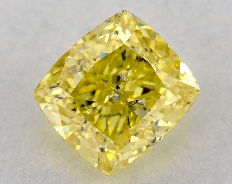 GIA 0.60 Carat Fancy Vivid Yellow-SI2 Cushion Modified Cut Diamond