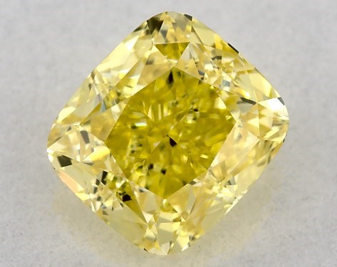 GIA 0.64 Carat Fancy Vivid Yellow-IF Cushion Modified Cut Diamond