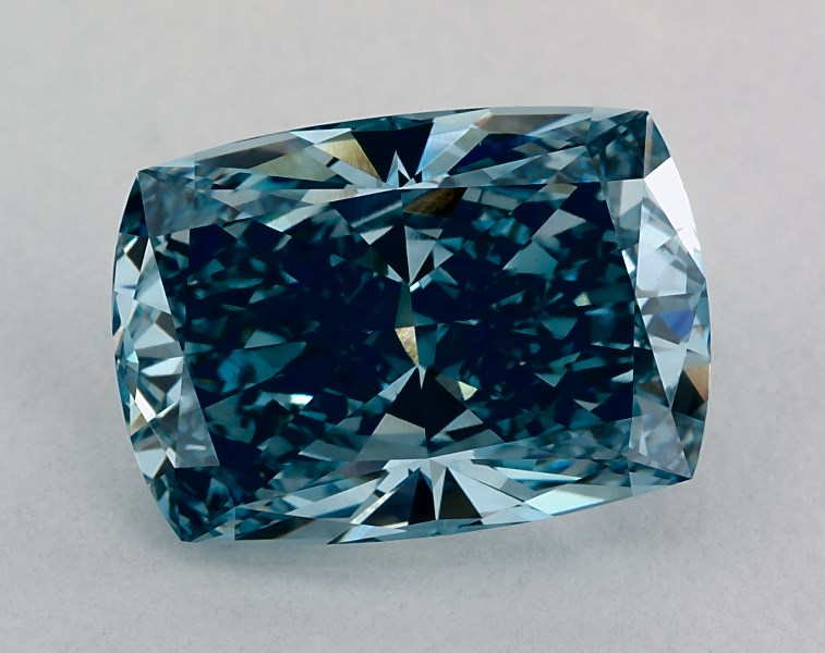 IGI 7.28 Carat Fancy Vivid Blue-VVS2 Cushion Modified Cut Lab-Grown Diamond